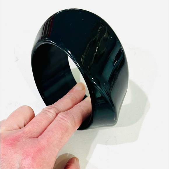 Estate | Jewelry | Vintage 2 Wide Freeform Asymmetrical Glossy Black ...